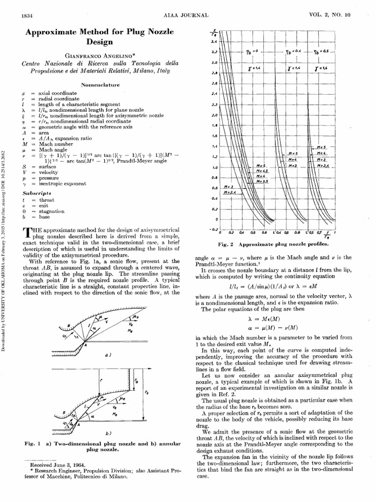 Approximate Method For Plug Nozzle Design | PDF | Nozzle | Mach Number