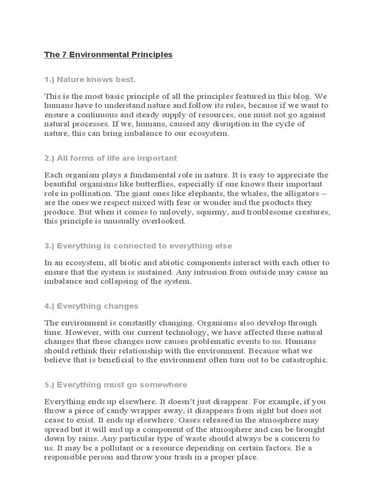 The 7 Environmental Principles | Download Free PDF | Resource | Nature