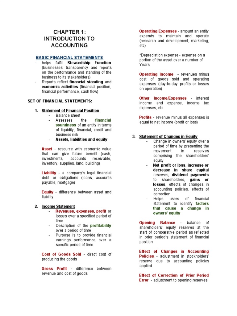Introduction To Accounting: Basic Financial Statements | PDF | Debits ...