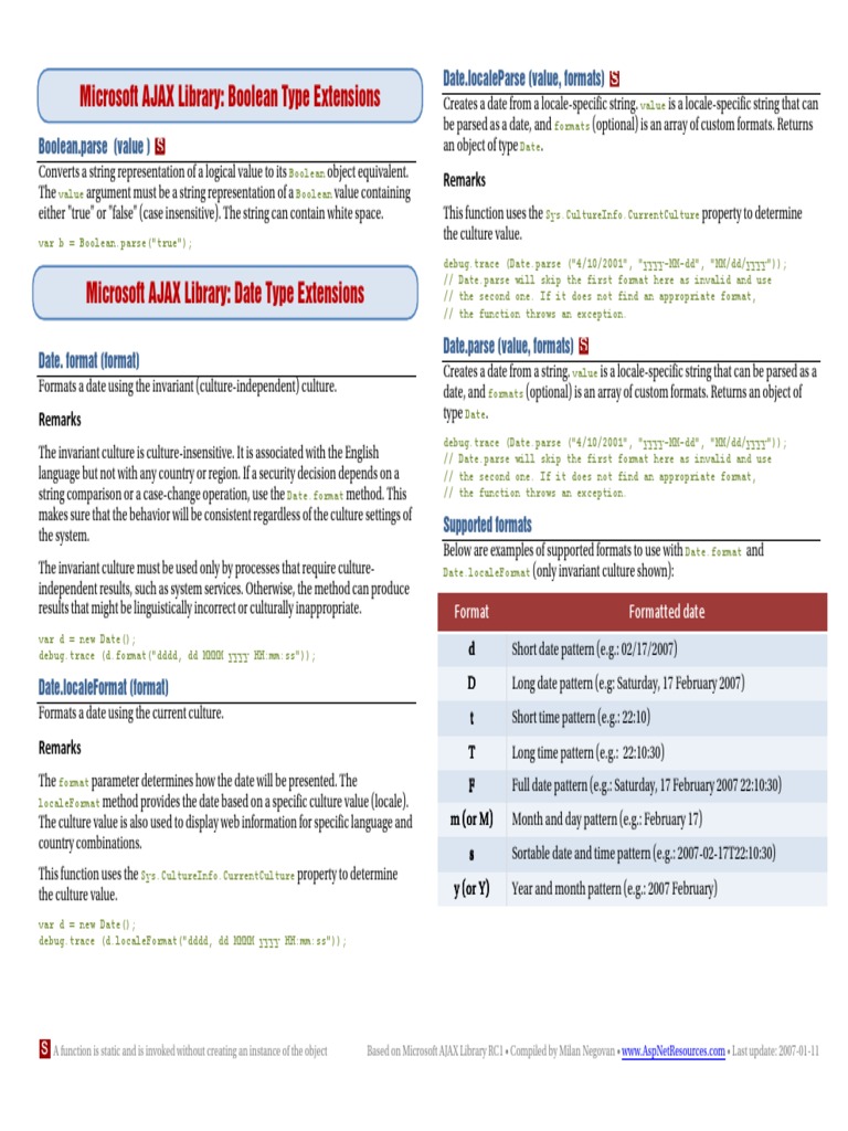 Microsoft Word - MS Ajax Date and Boolean Extensions | PDF | Boolean ...