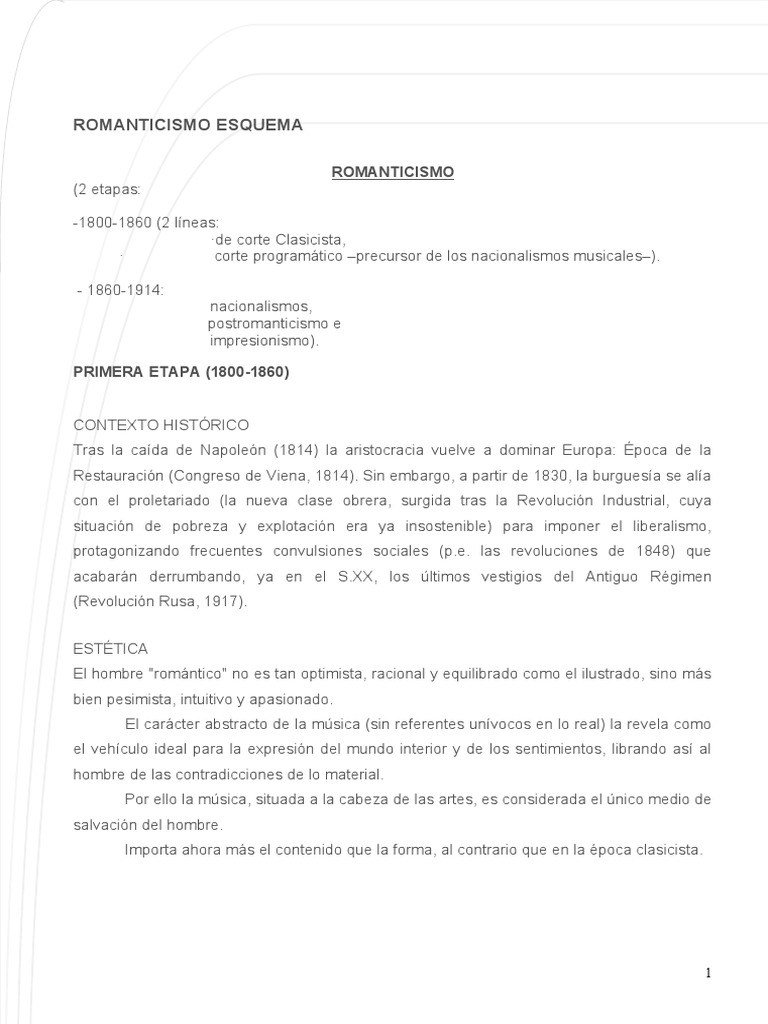 Romanticismo Esquema | PDF | Musica romantica | Johannes Brahms