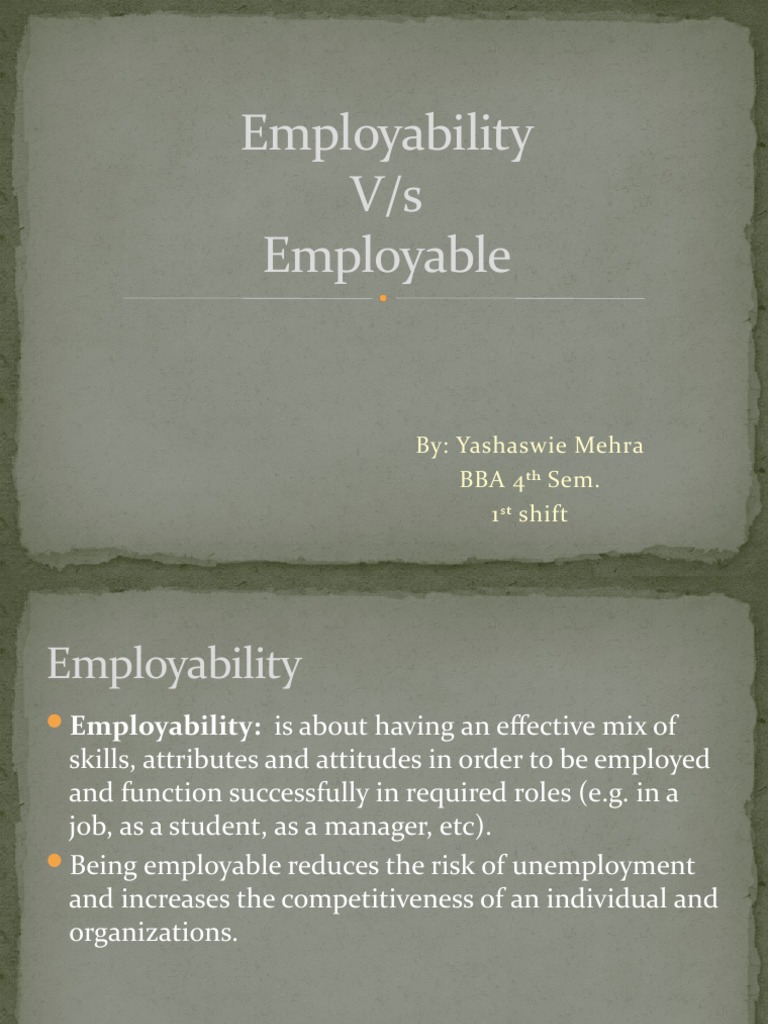 Employability Vs Employable | PDF | Employment | Labour Economics