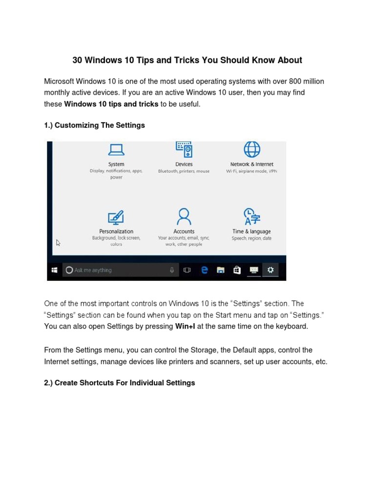 Essential Windows 10 Tips & Tricks | PDF | Windows 10 | Internet Explorer