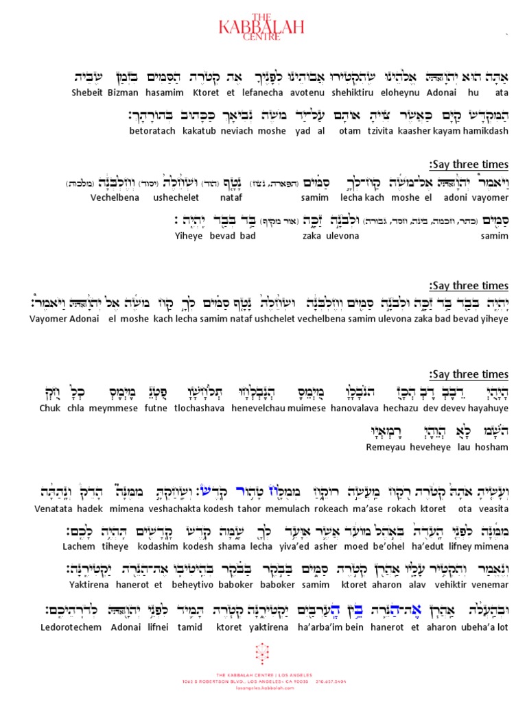 Ketoret Eradicate Plagues Transliteration | PDF