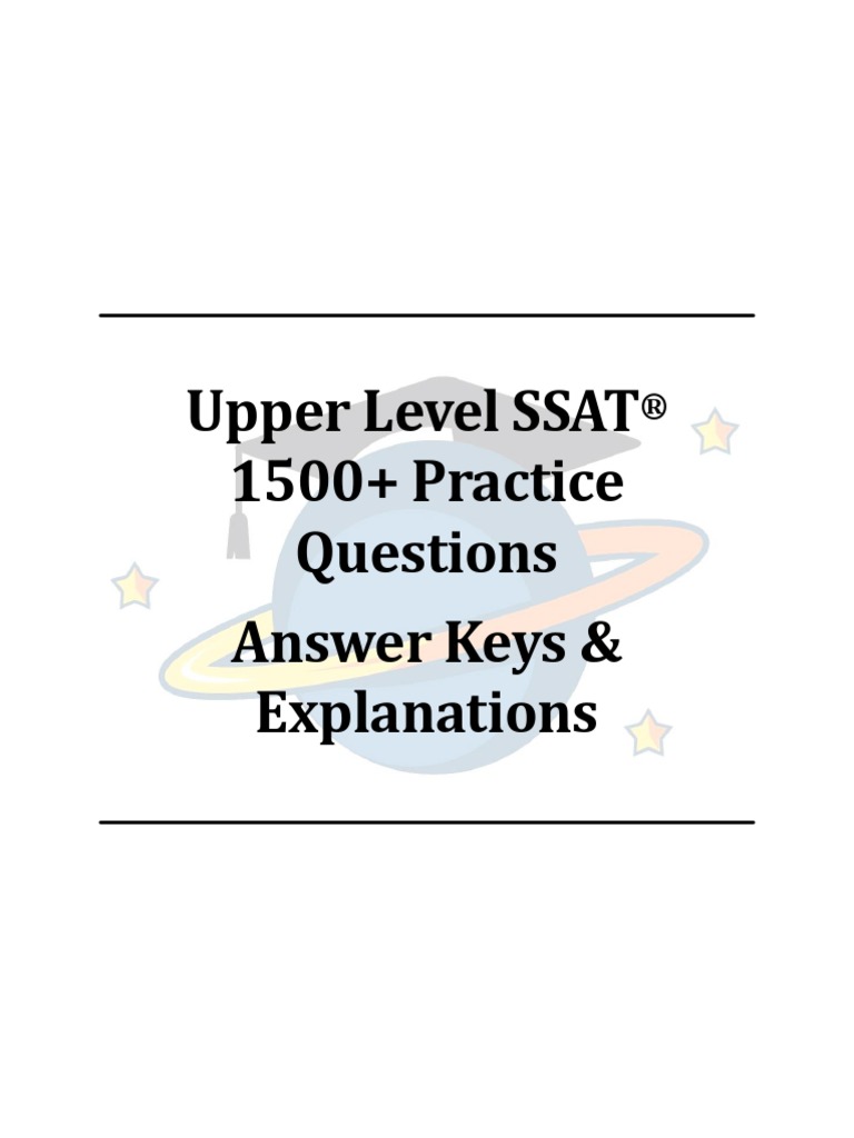 Upper Level SSAT 1500 Practice Problems Answer Explanations PDF | PDF ...