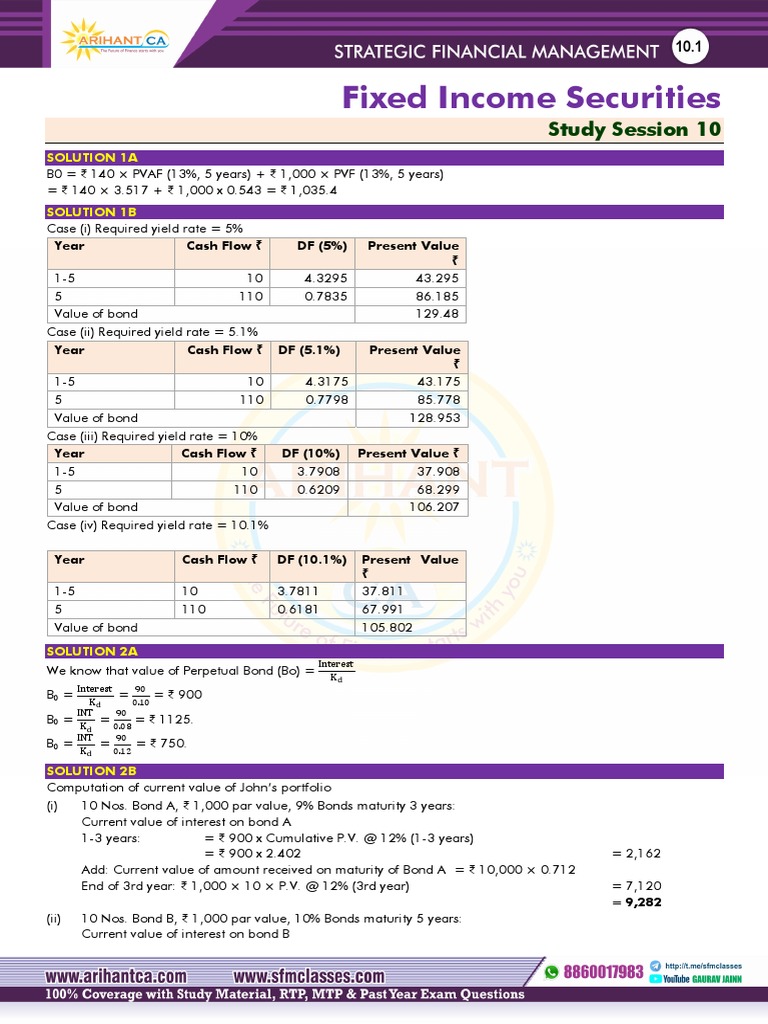 Chapter 10 FIXED INCOME SECURITIES PDF | PDF | Bonds (Finance) | Yield ...