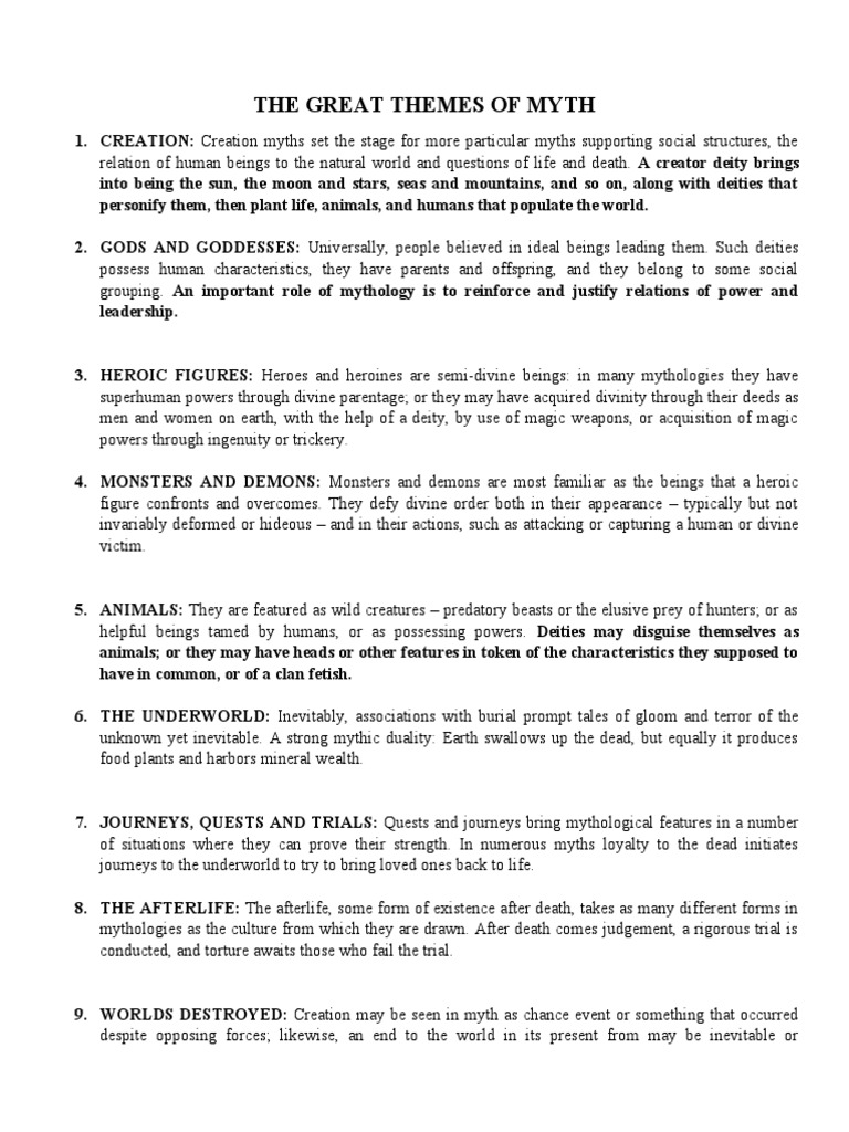 The Great Themes of Myth | PDF | Sigmund Freud | Greek Mythology