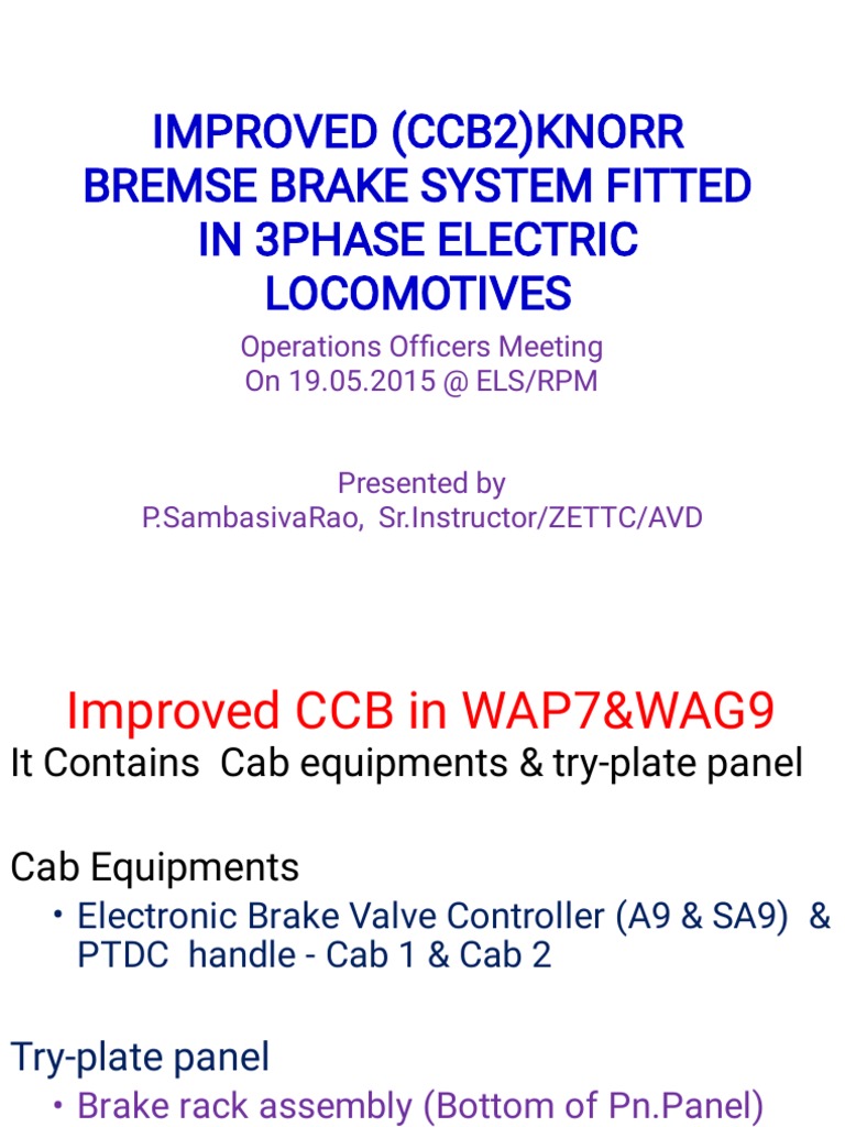 Improved (Ccb2) Knorr Bremse Brake System Fitted in 3phase Electric ...