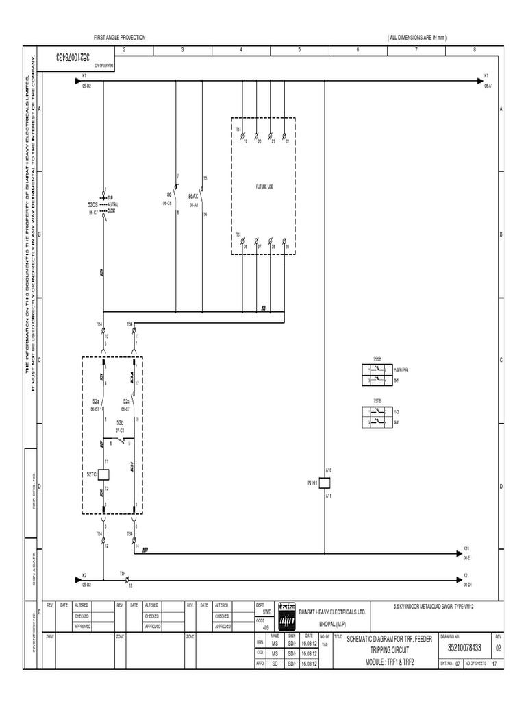 Trip Circuit Diagram for 6.6 KV Switchgear | PDF