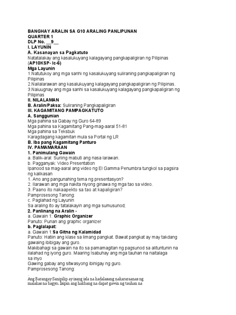 Banghay Aralin Sa G10 Araling Panlipunan | PDF