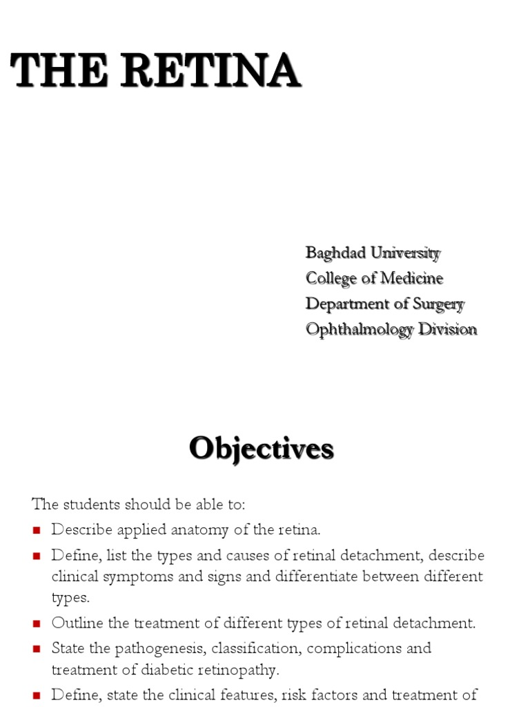 Retina Slides | PDF | Retina | Human Diseases And Disorders