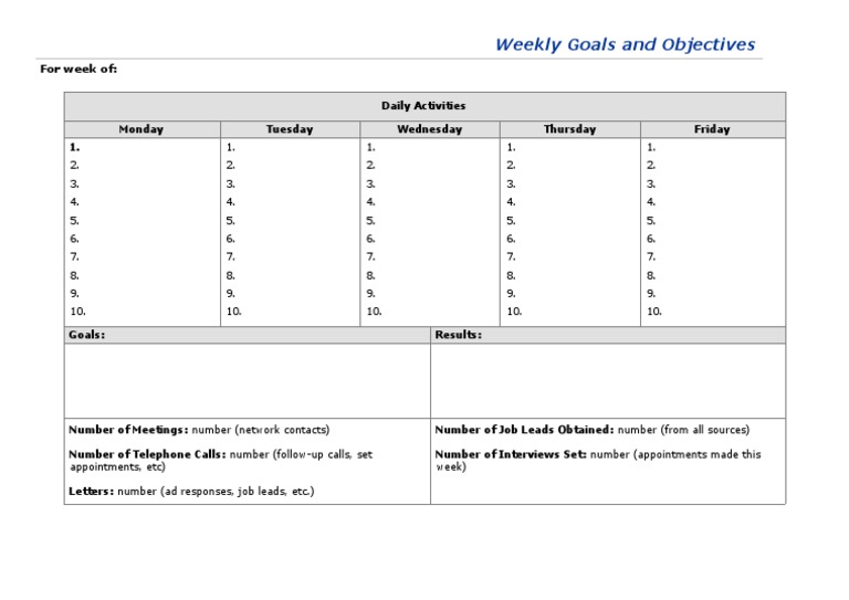 Weekly Goals | PDF