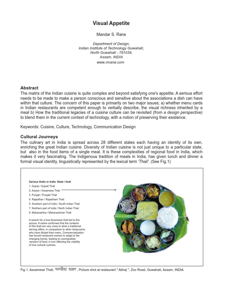 Visual Appetite | PDF | Menu | Indian Cuisine