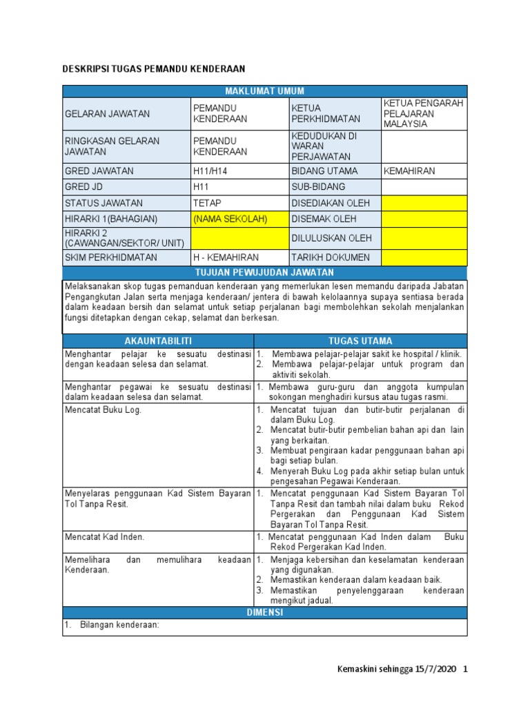 JD Pemandu Kenderaan H11 H14 | PDF