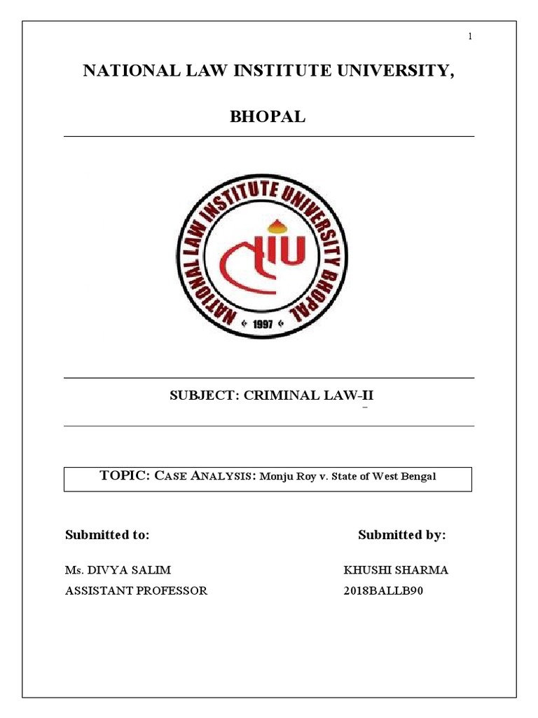Case Analysis: Monju Roy v. West Bengal | PDF | Common Law | Criminal ...