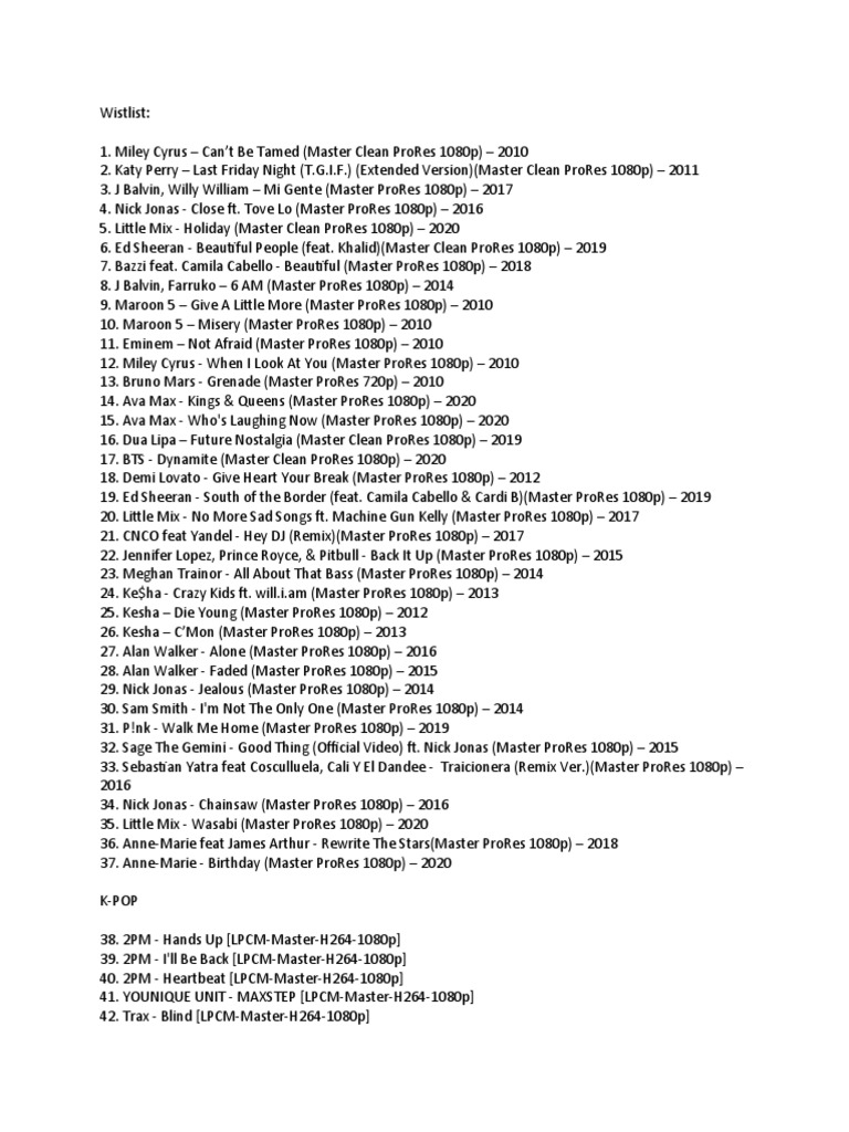 Wistlist | PDF | American Musicians | Popular Music