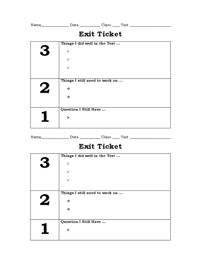 Exit Ticket Reflection Template | PDF