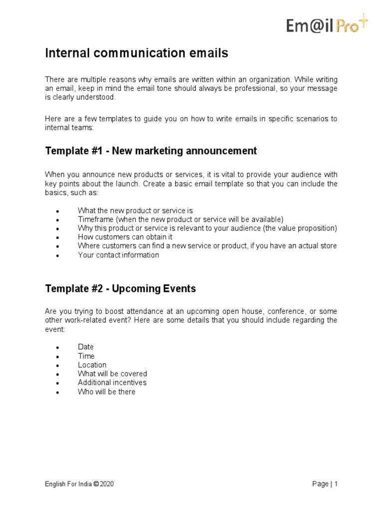 Internal Communication Emails | PDF | Business | Communication