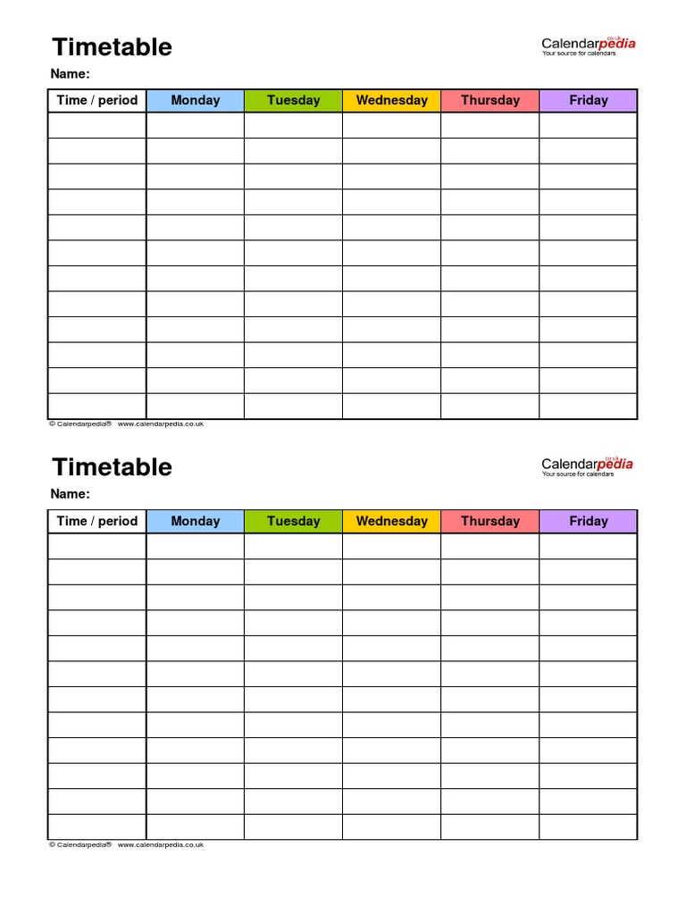 Weekly Schedule Template | PDF