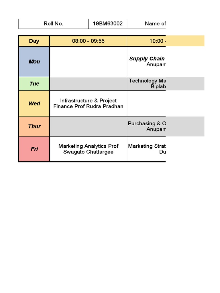 Smriti - Time Table - Sem 3 | PDF