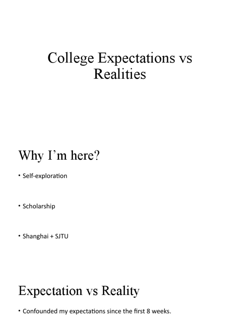 College Expectations Vs Realities | PDF