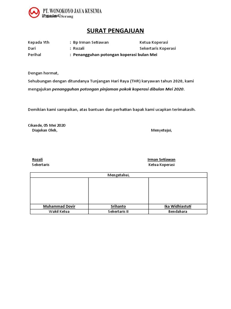 Memo Pengajuan Biaya Kost | PDF