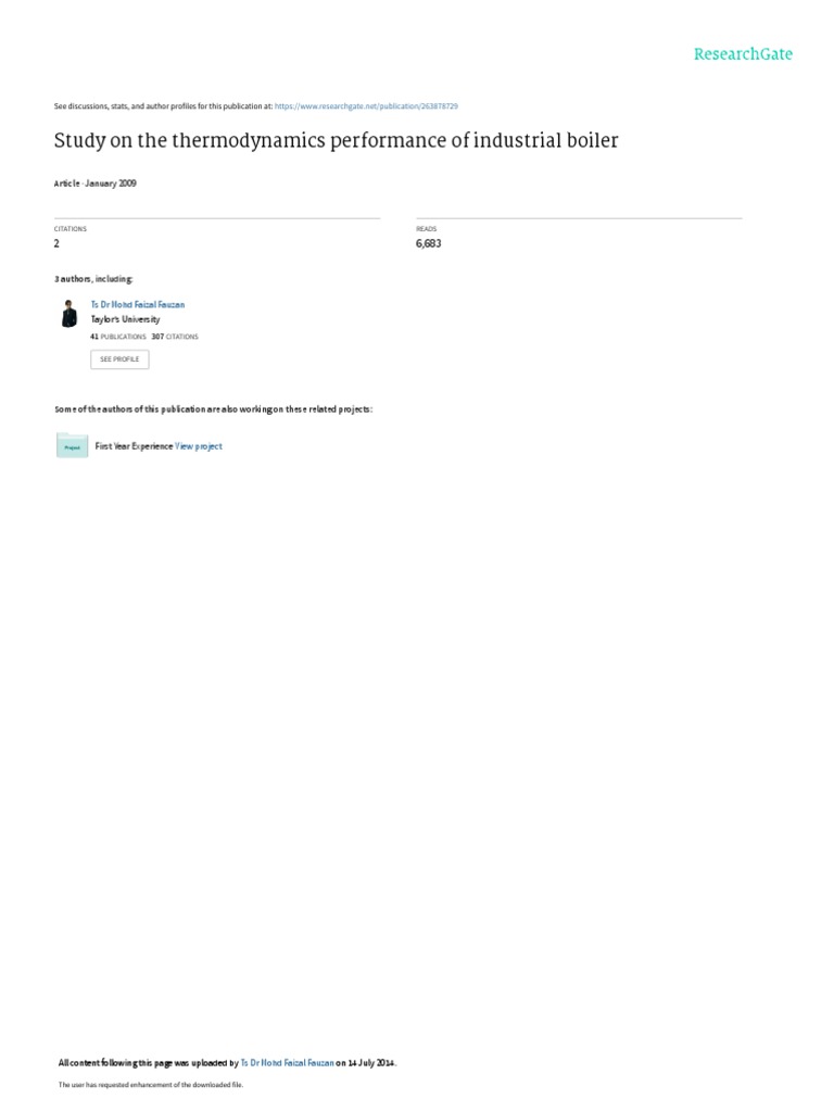 Study On The Thermodynamics Performance of Industrial Boiler | PDF ...