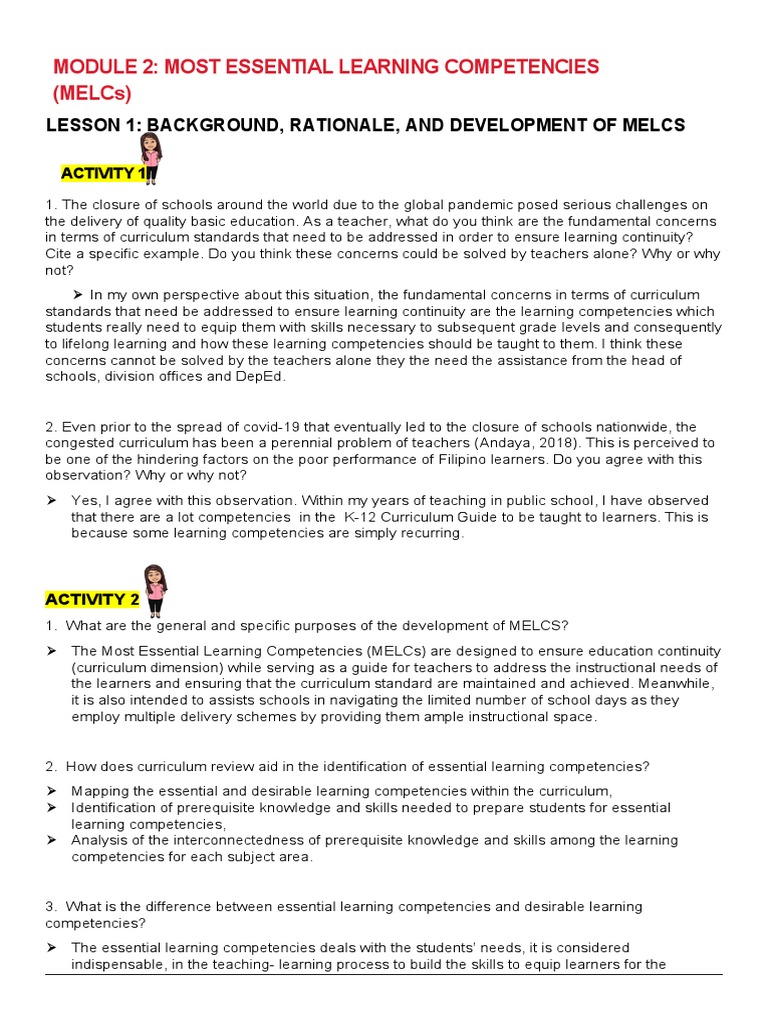 MELCs Module 2: Key Learning Insights | PDF | Curriculum | Teachers