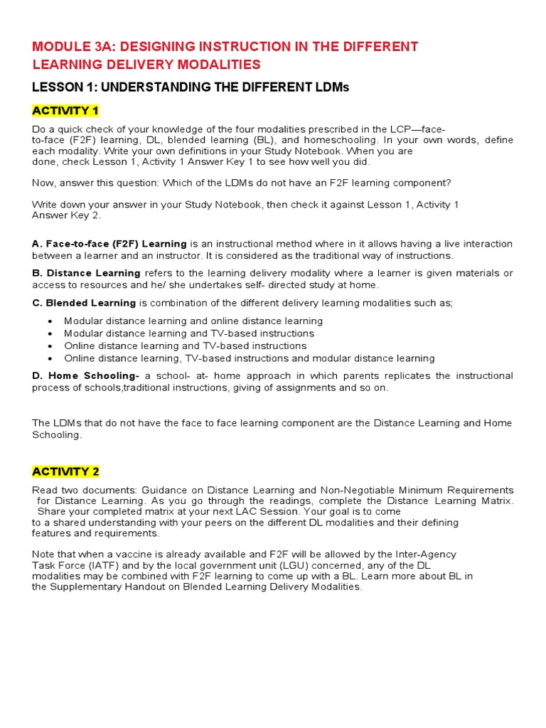 LDM2 Module 3A Activity With Sample Answers | PDF | Educational Assessment | Teachers