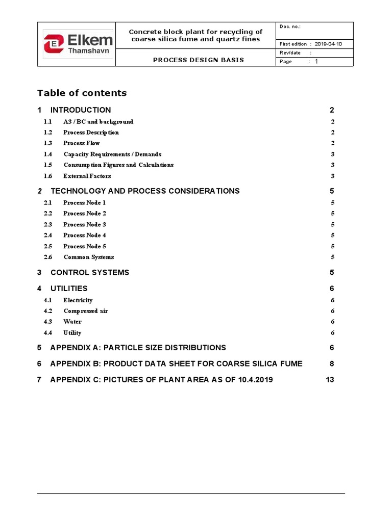Process Design Basis - Concrete Block Plant | PDF | Silicon Dioxide ...
