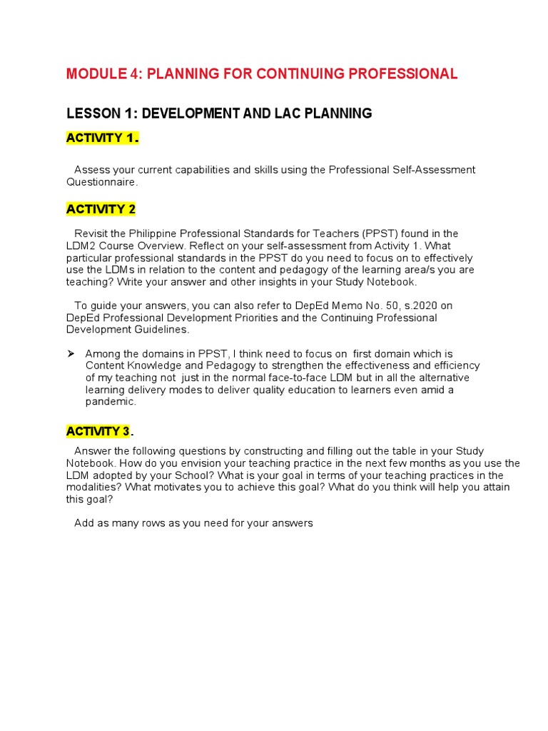LDM2 Module 4 Activity With Sample Answers | PDF | Online And Offline | Pedagogy