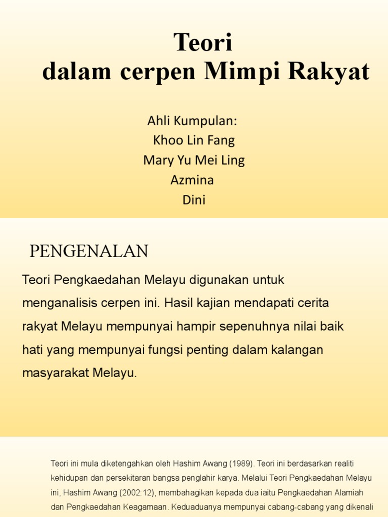 Teori Yang Terdapat Dalam Cerpen Mimpi Rakyat | PDF