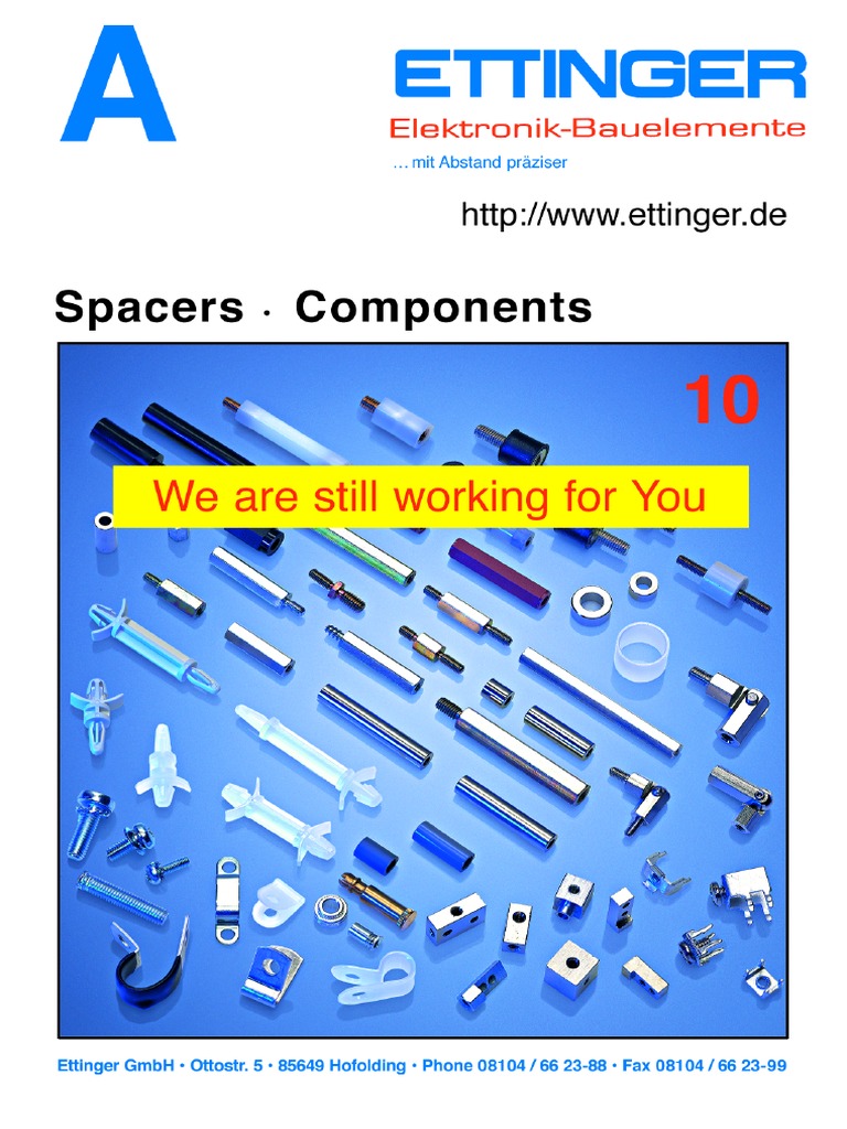 ETTINGER Spacers Catalogue | PDF | Chromium | Brass