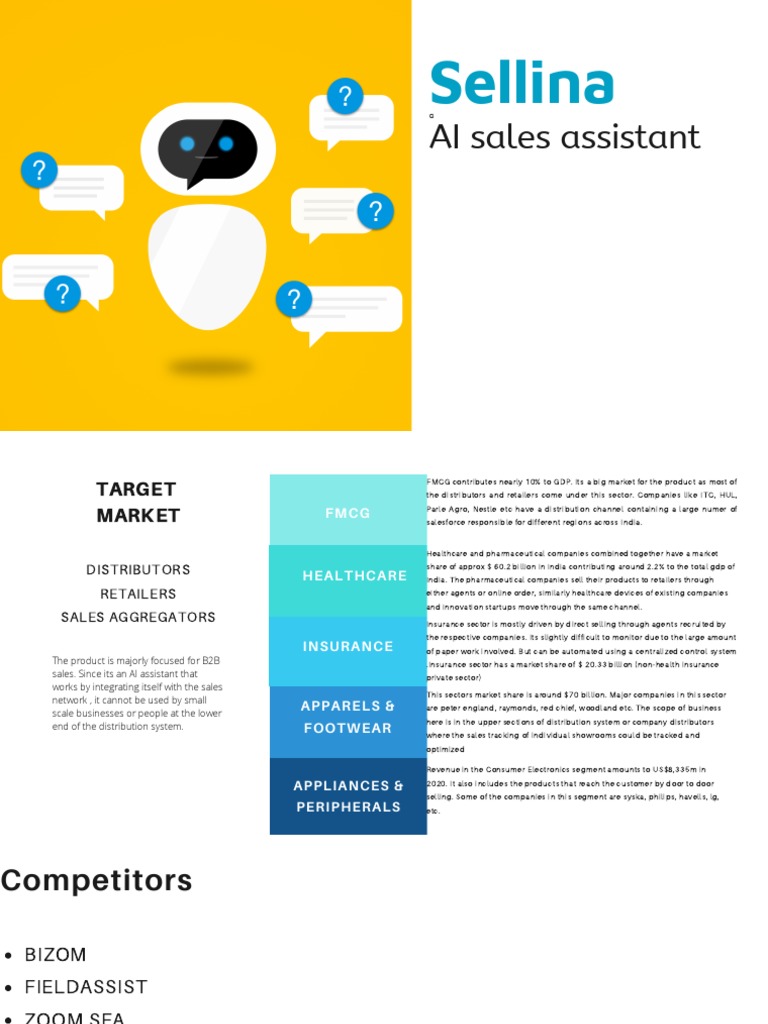 Sellina: AI Sales Assistant | Download Free PDF | Sales | Marketing Sellina: AI Sales Assistant | Download Free PDF | Sales | Marketing