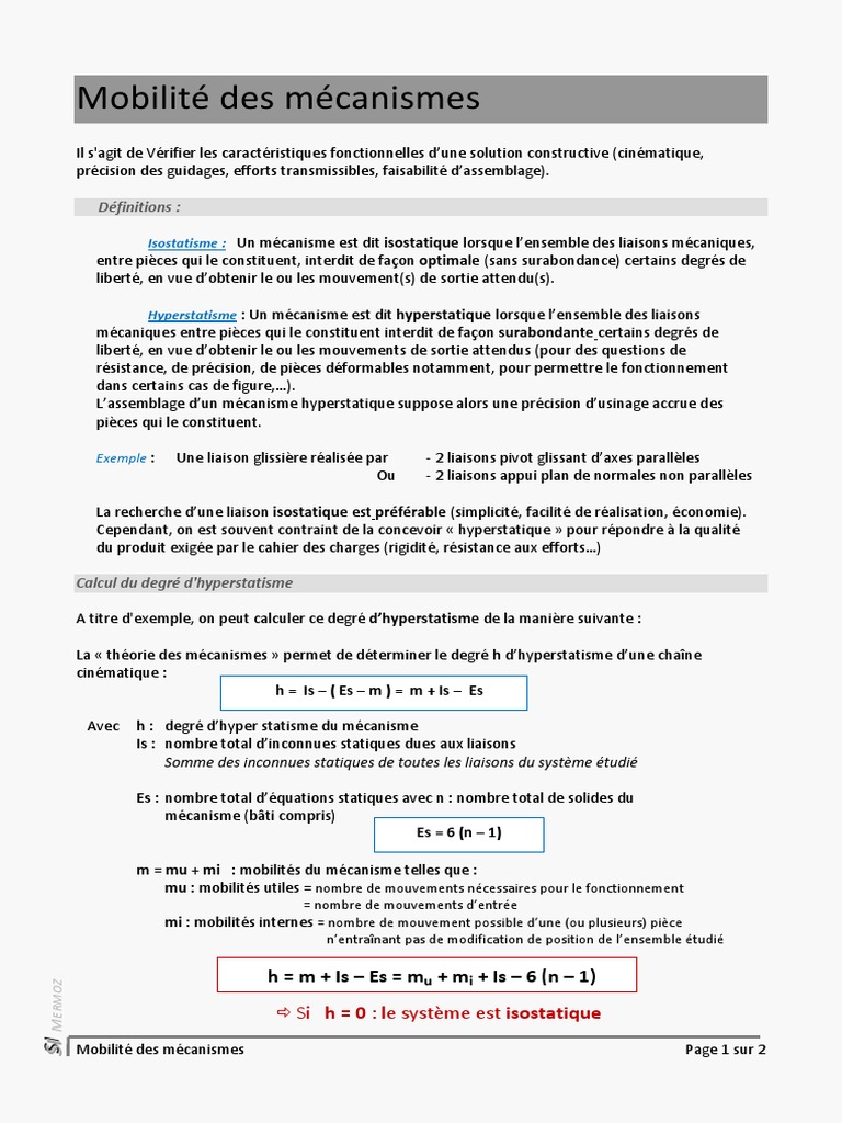 Calcul du Degré d'Hyperstatisme | PDF | Mécanique newtonienne | Mécanique