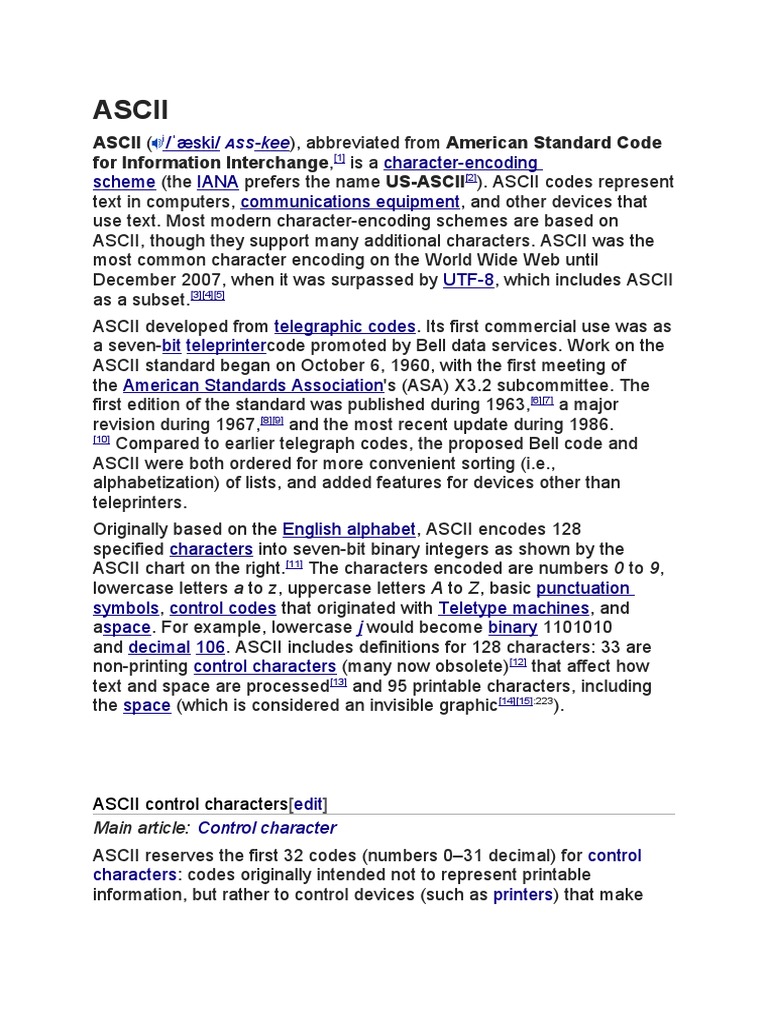 Ascii: Ascii (For Information Interchange | PDF | Ascii | Encodings