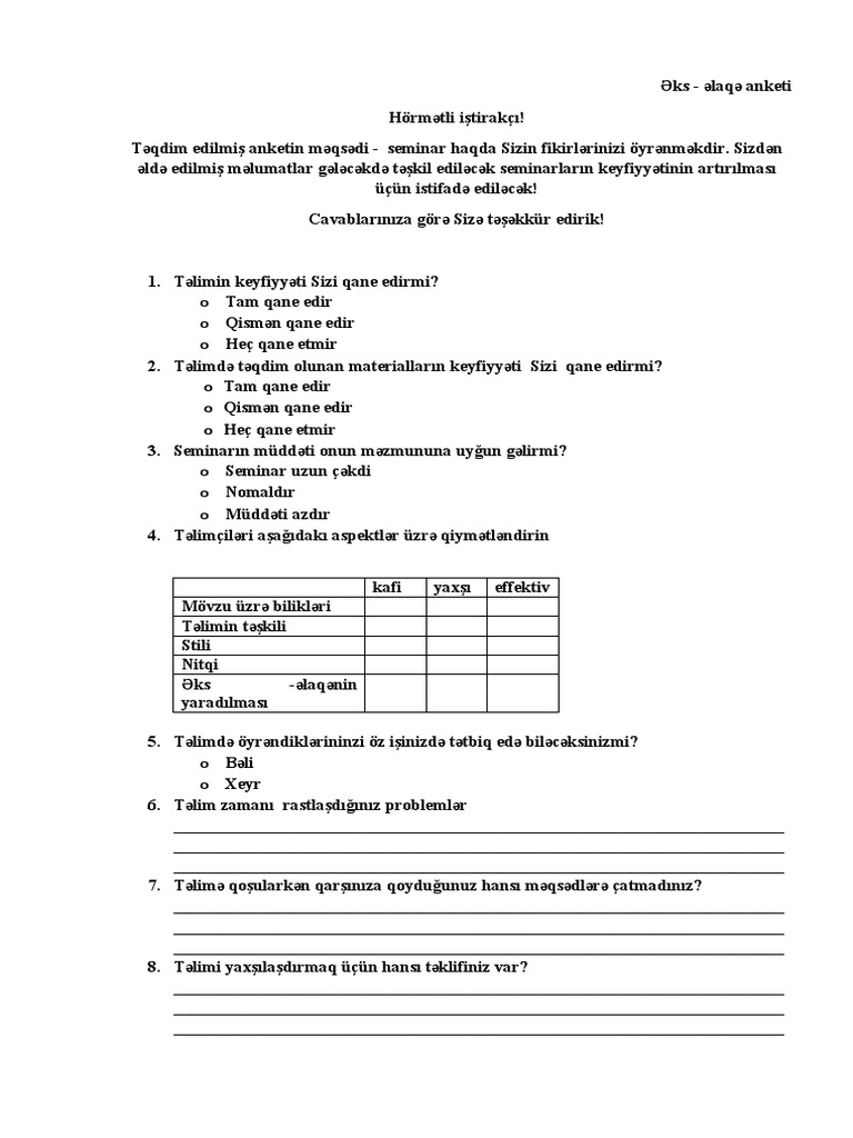 Anket Sorğu | PDF