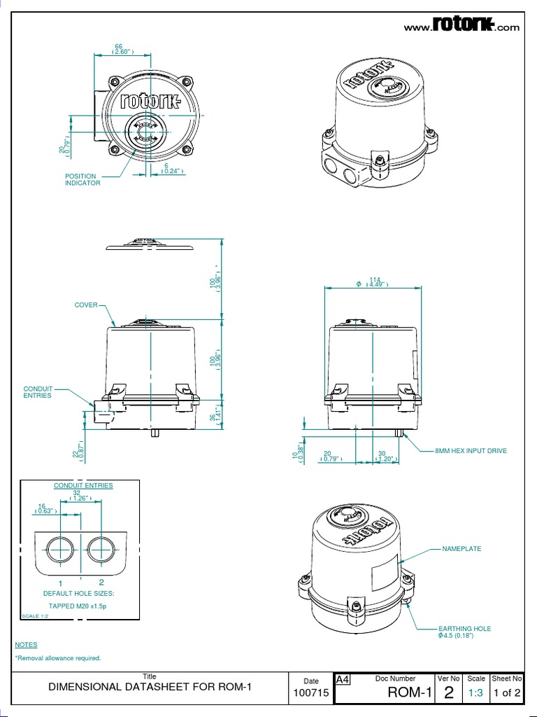 A4 1 of 2 Dimensional Datasheet For Rom-1 100715: Scale Sheet No Doc ...