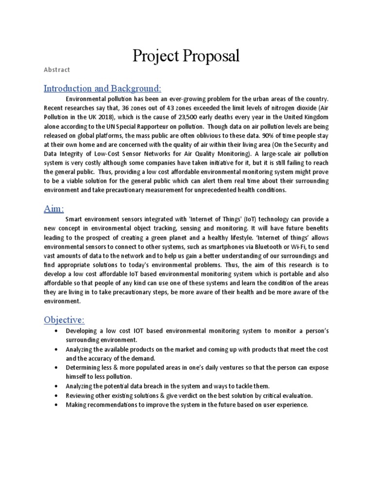 IoT Based Environmental Monitoring System - Project - Proposal | PDF ...
