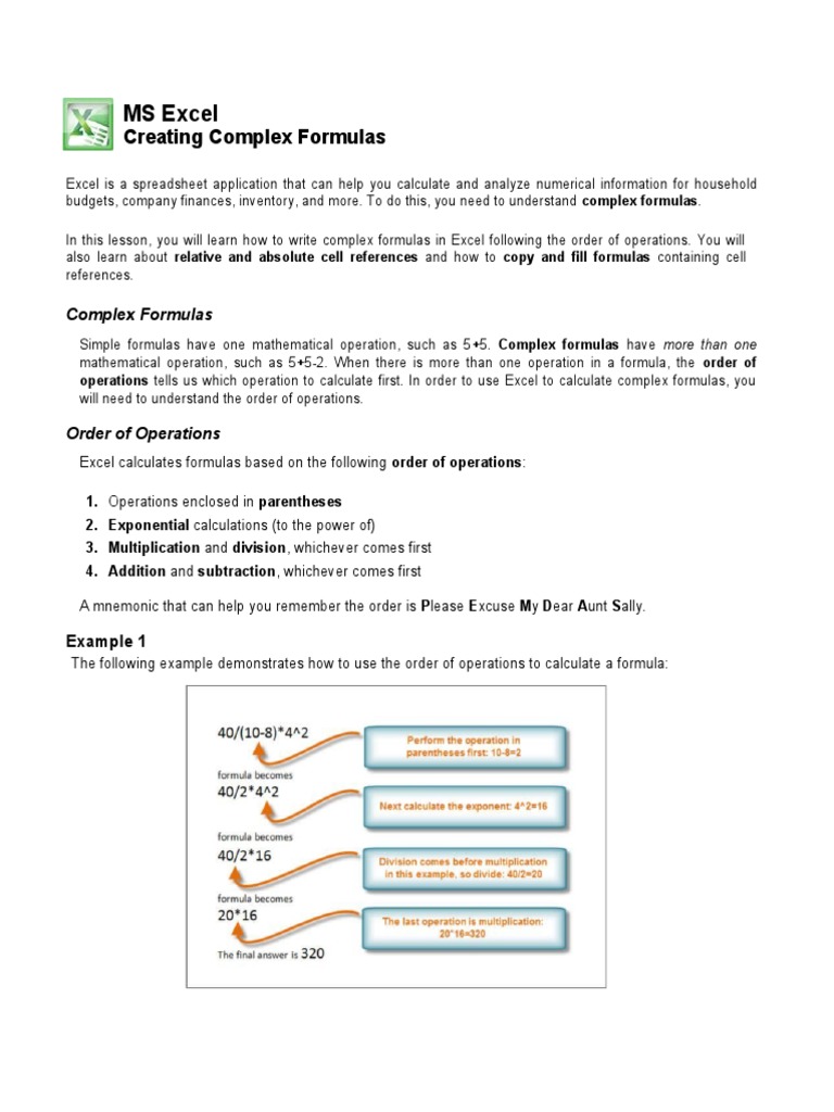 (ICF 9) Creating Complex Formulas | PDF | Formula | Microsoft Excel