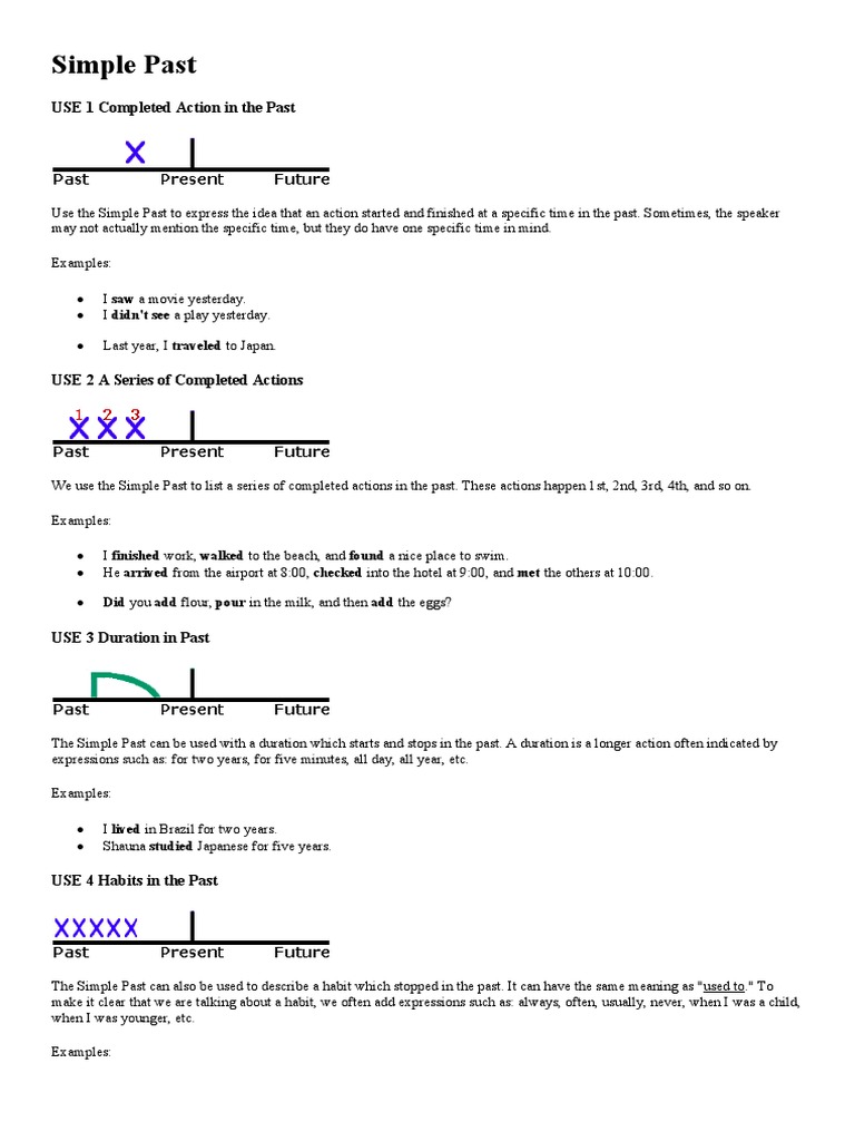 Simple Past: USE 1 Completed Action in The Past | PDF | Perfect ...