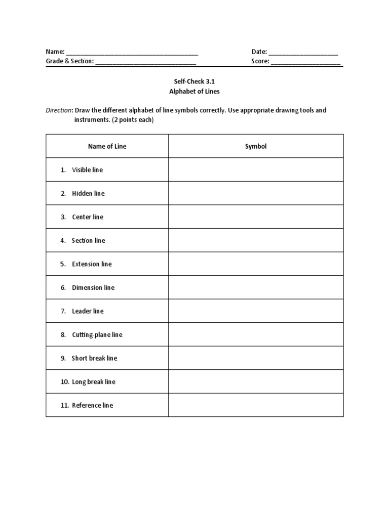 An Accurate Alphabet of Technical Drawing Lines: A Self-Check Exercise ...