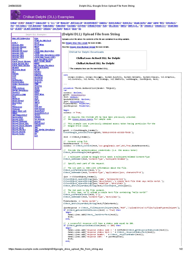 Delphi Dll Upload File From String Chilkat For Delphi Downloads