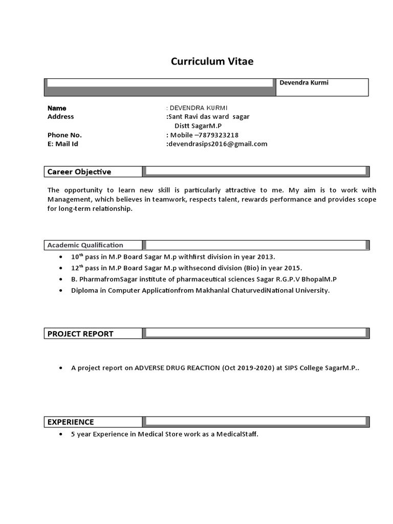 Curriculum Vitae: Career Objective | PDF