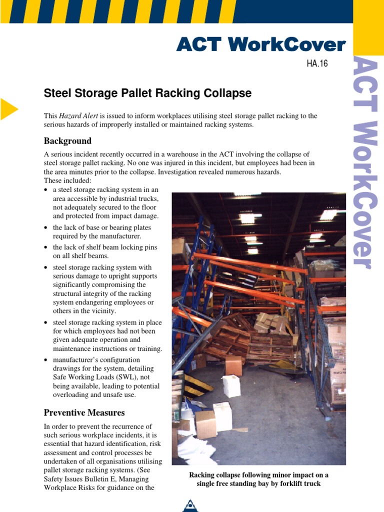 Steel Pallet Racking Safety Alert | PDF | Warehouse | Pallet