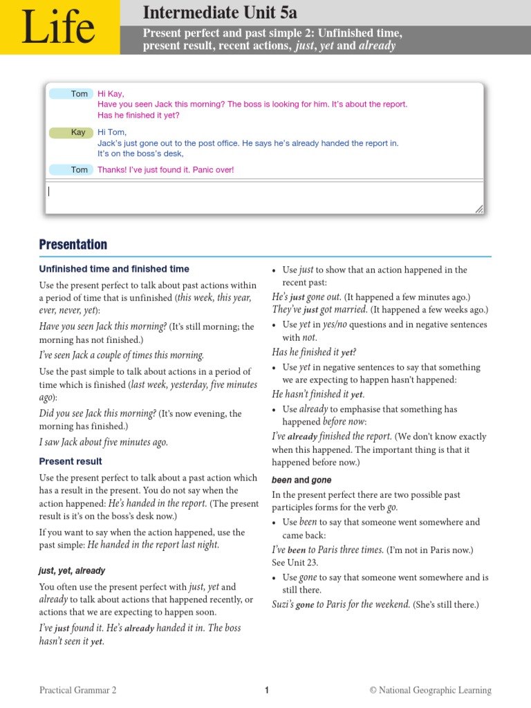 Intermediate Unit 5a PDF | PDF