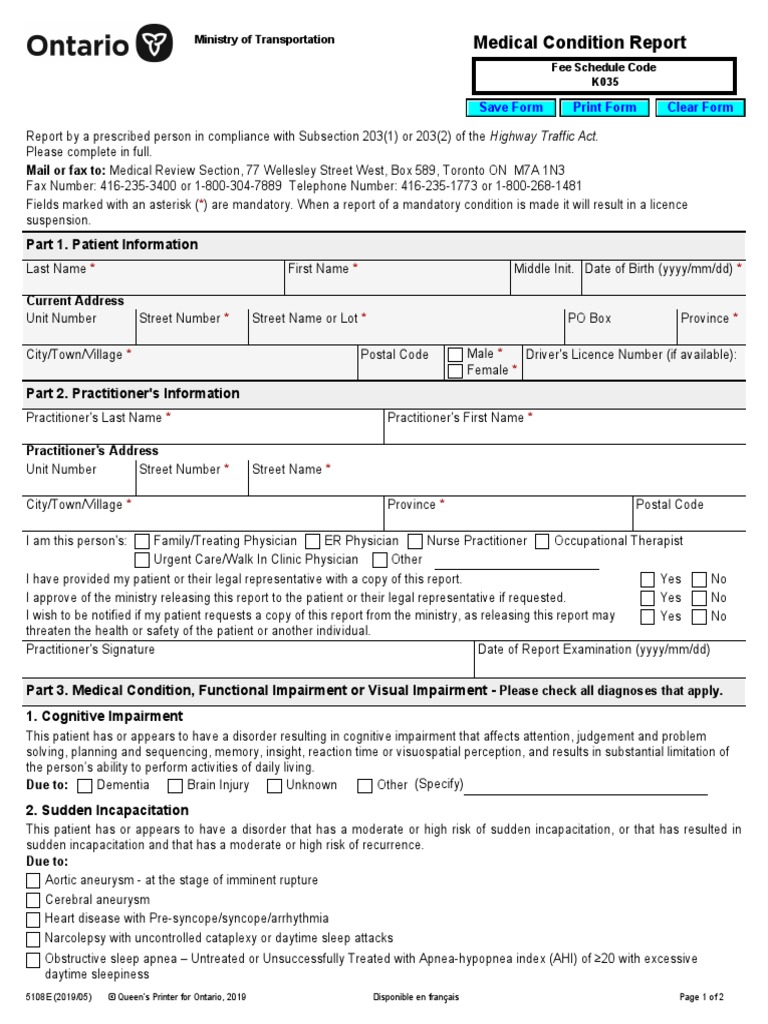 Total Transportation Solution: Mto Medical Form
