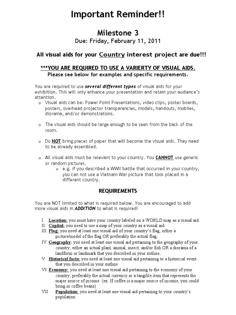 Visual Aids Requirements for Country Project | PDF | Semiotics ...