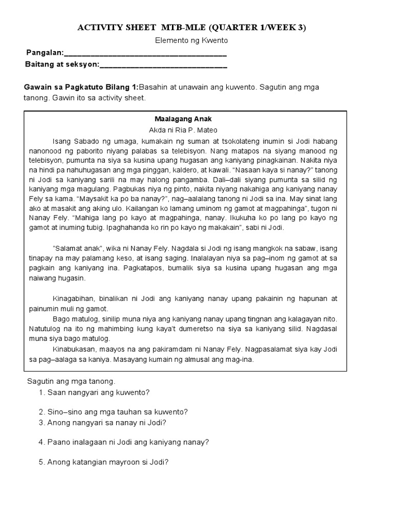 Activity Sheet MTB | PDF