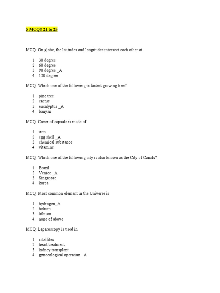 21 To 25 VIP MCQS | PDF | Multiple Choice | Uranium